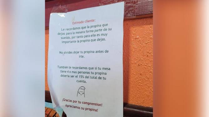 El mensaje de un restaurante sobre las propinas, indignó en las redes sociales